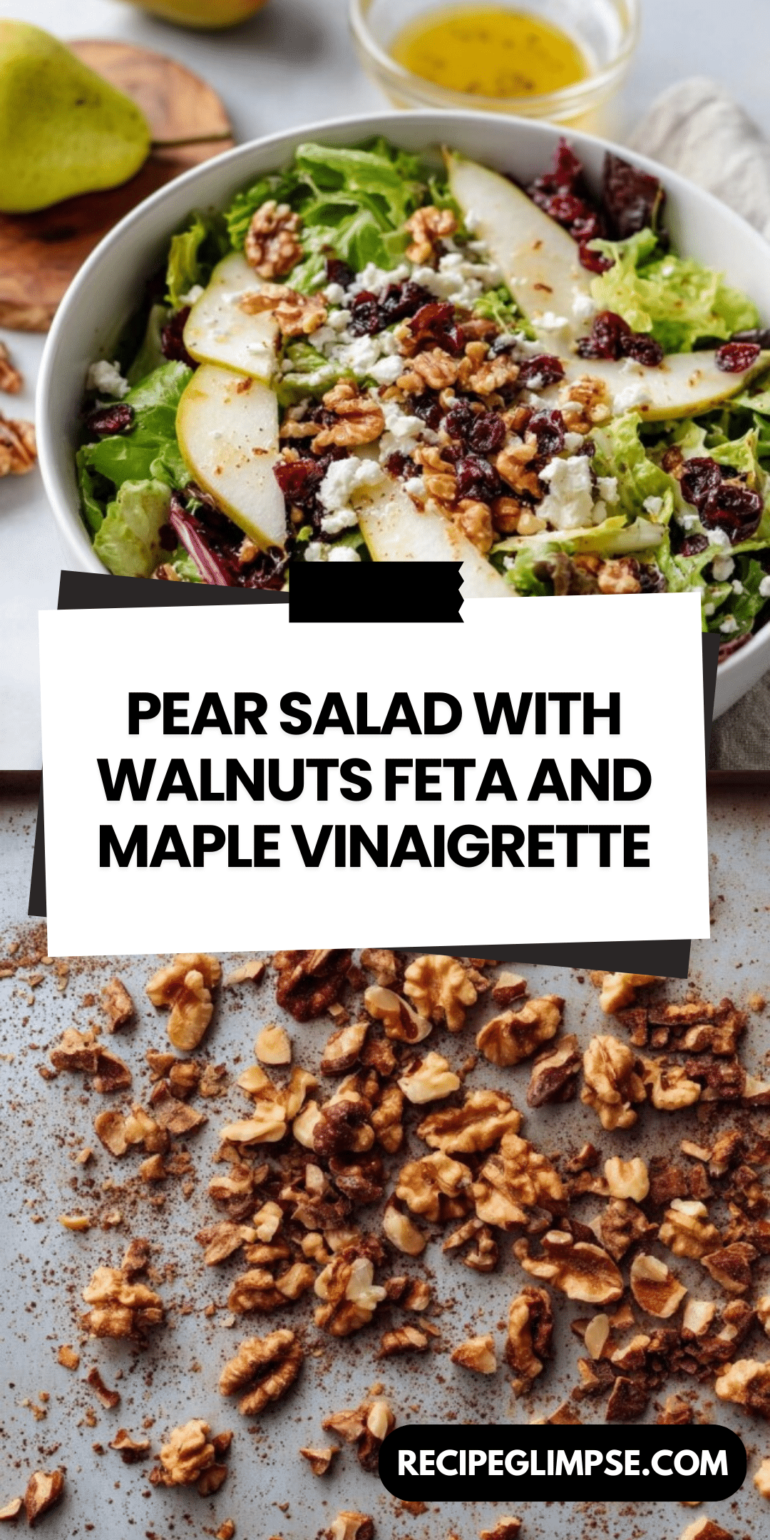 Pear Salad with Walnuts, Feta & Cranberries – Fresh Autumn Recipe